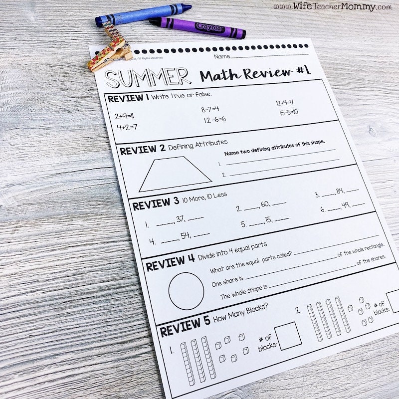 1st Grade Summer Review Packet for Summer Learning - Etsy