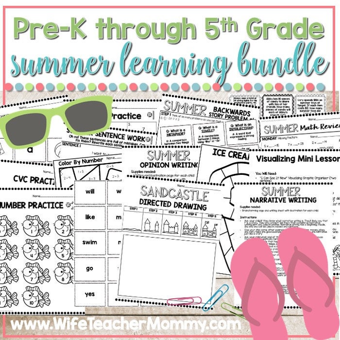 Pre-k Through 5th Grade Summer Review BUNDLE ALL GRADES - Etsy