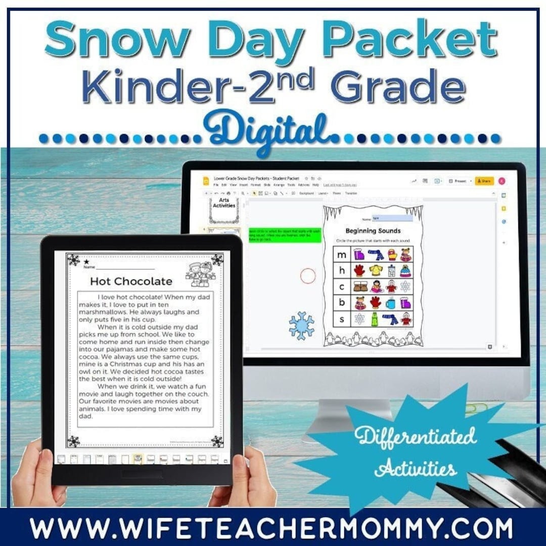 Lower Grade Snow Day Packet DIGITAL VERSION - Etsy