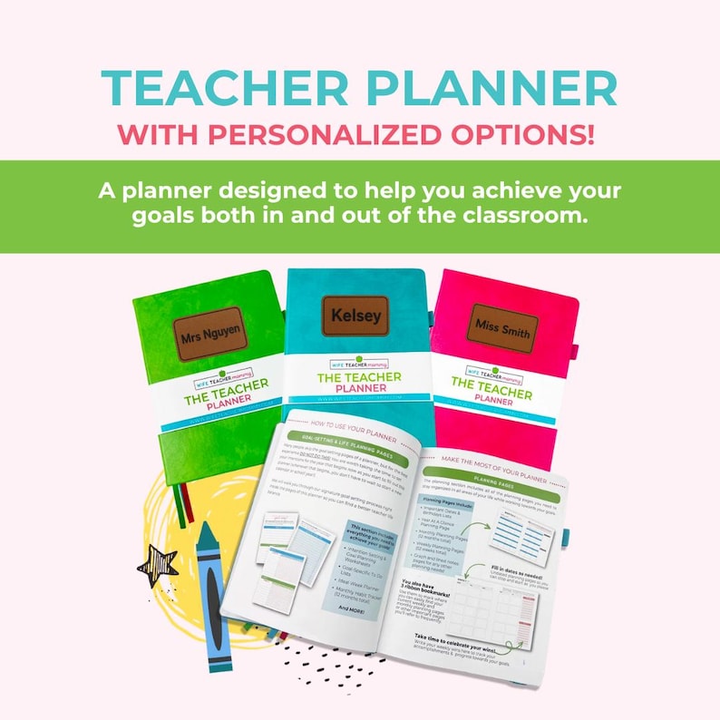 Teacher Planner | Personalized Teacher Gift | Lesson Planning + Goal ...