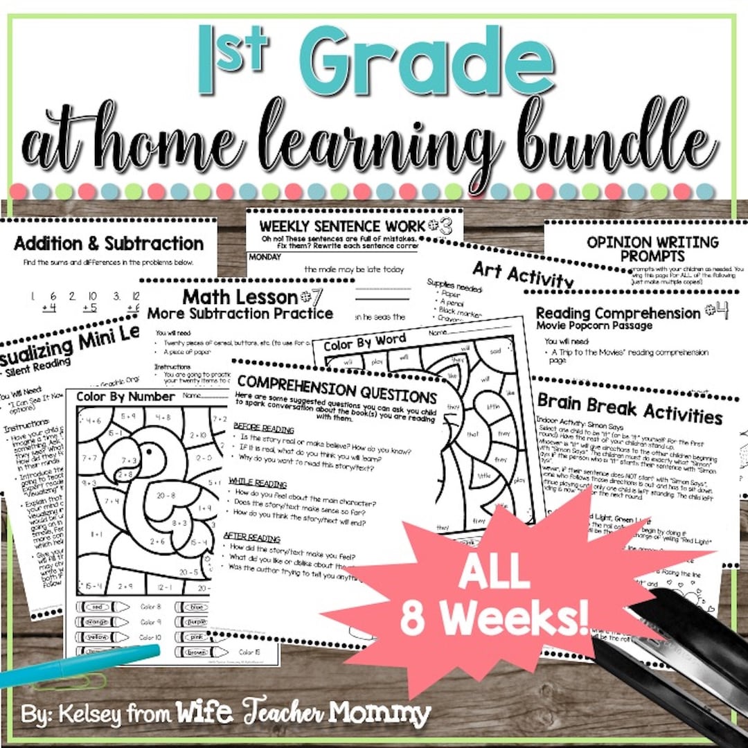 1st Grade at Home Learning Activities Bundle - Etsy