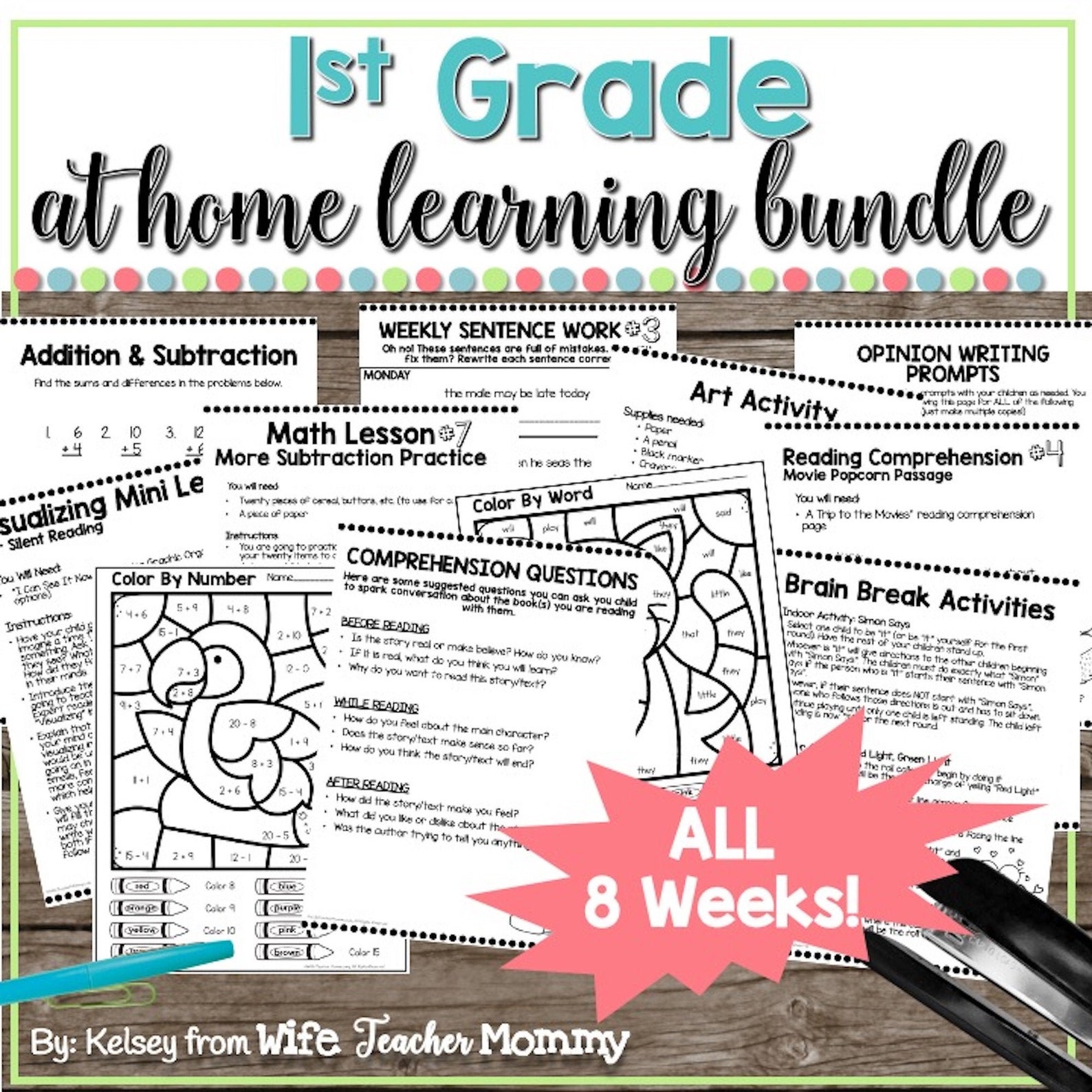 1st Grade at Home Learning Activities Bundle | Etsy