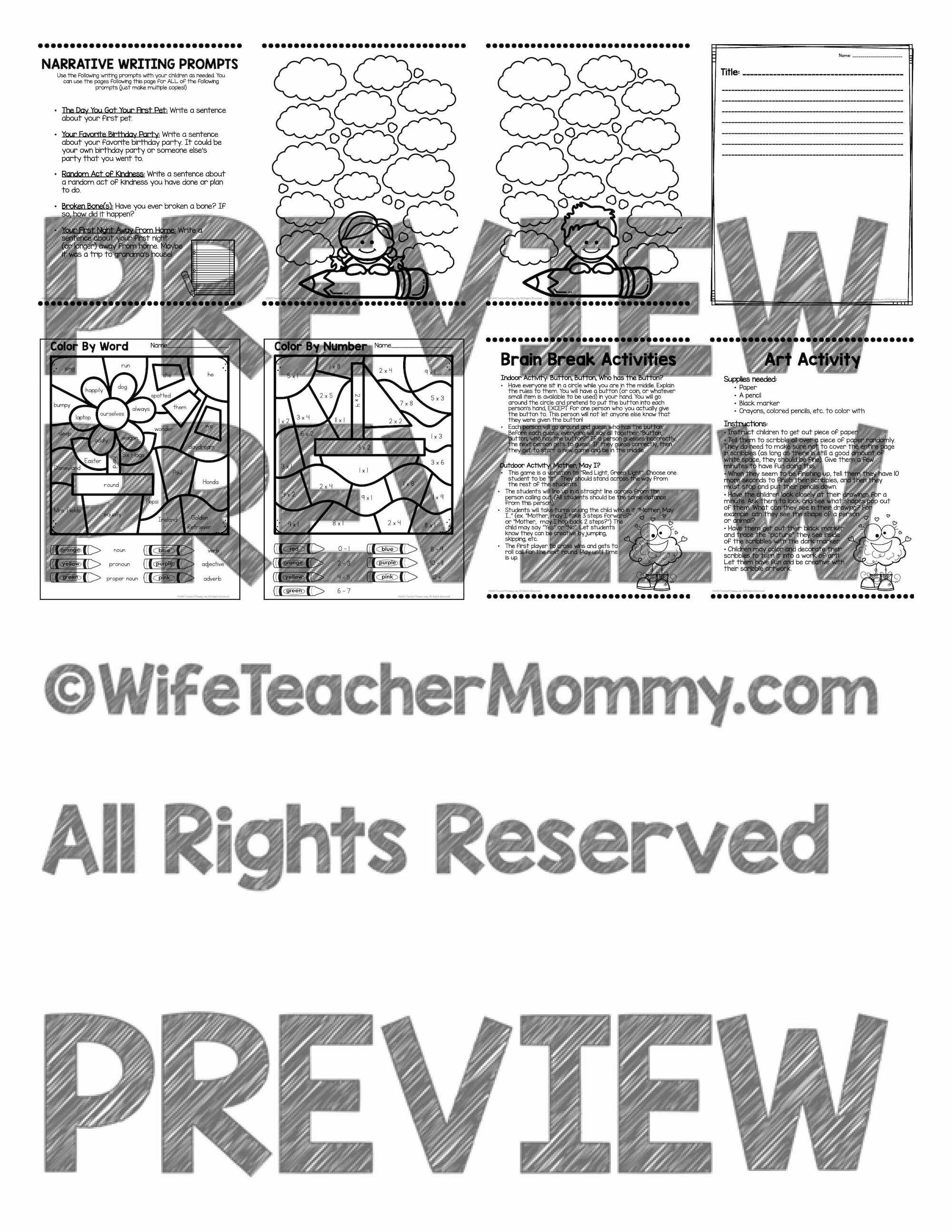 3rd Grade at Home Learning Activities Week 2 - Etsy