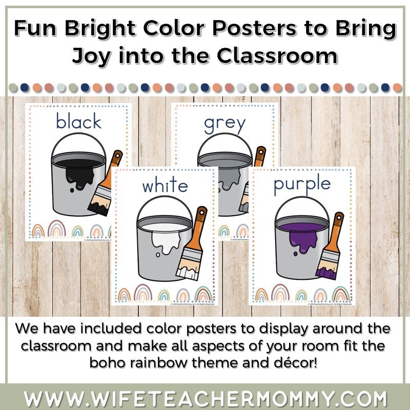 Boho Rainbow Classroom Decor Pack - Etsy