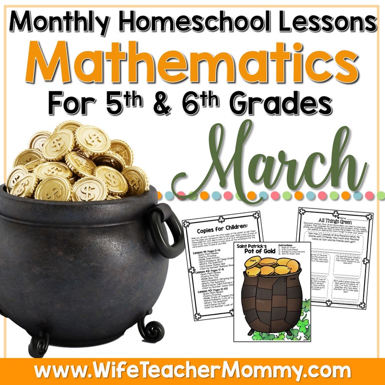 March Homeschool Lessons for 5th and 6th Grades Math - Etsy