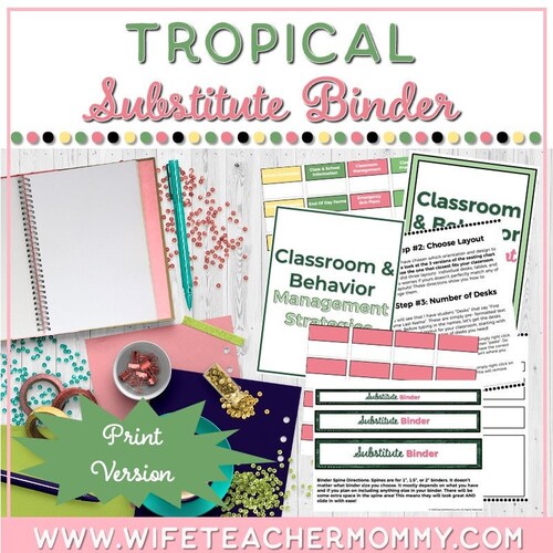 Editable Tropical Substitute Binder print Version - Etsy