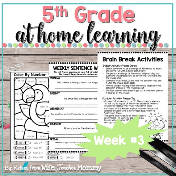 5th Grade at Home Learning Activities Week 3 - Etsy