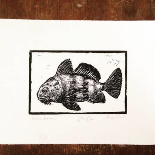 Fish Linocut - Etsy