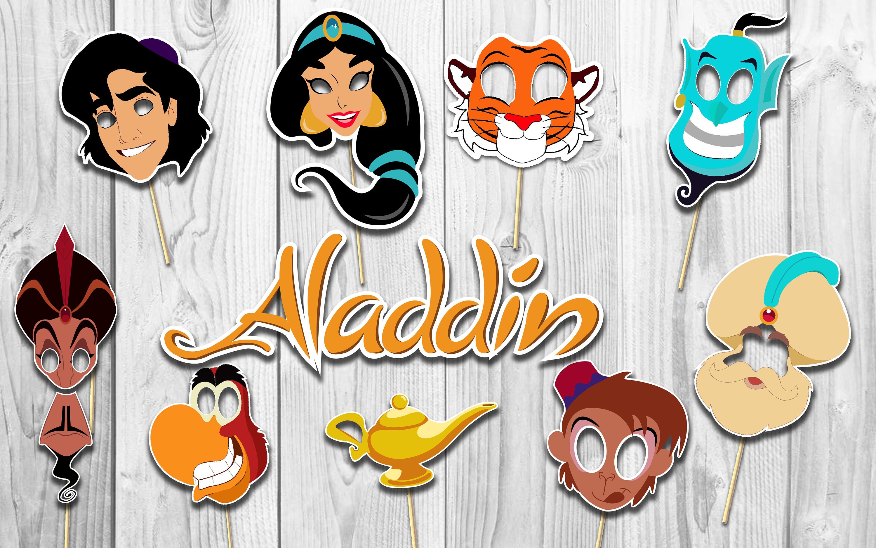 Disney Aladdin Printable Photo Booth Props Birthday Aladdin | Etsy