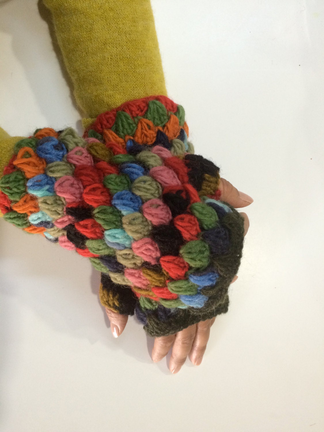 Crochet Fingerless Mittens. Hand Made. Free Size Mittens - Etsy