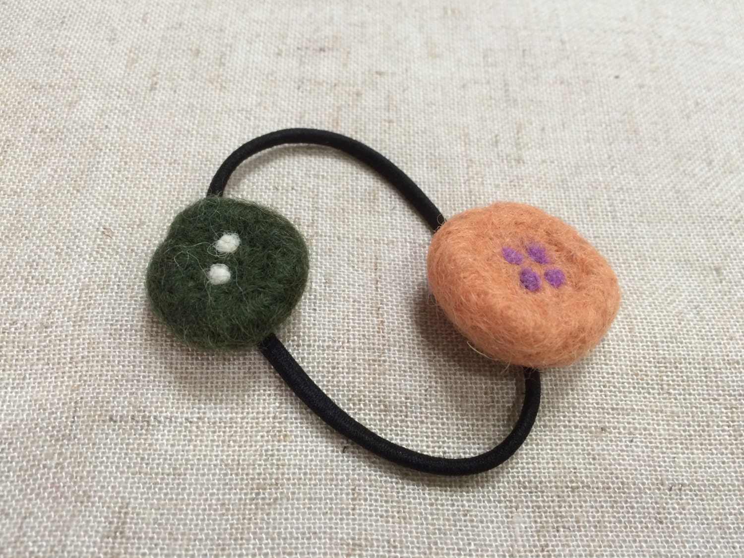 Felted Button Hair Ties/ Ponytail Holders - Etsy