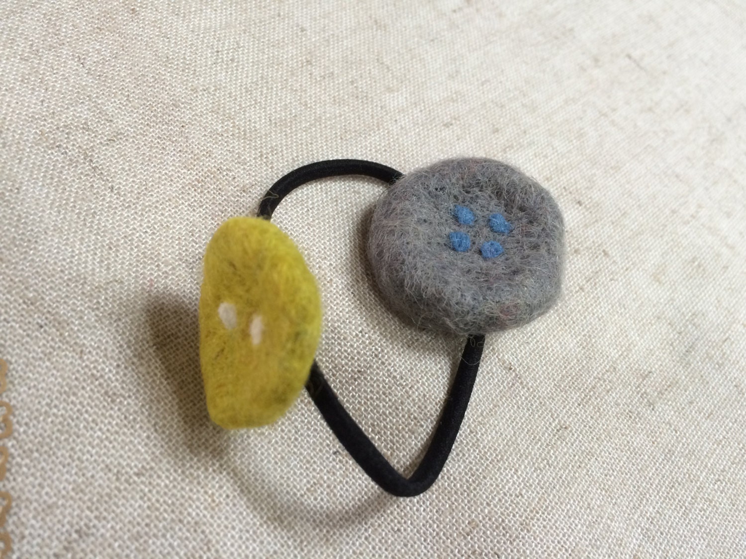 Felted Button Hair Ties/ Ponytail Holders - Etsy