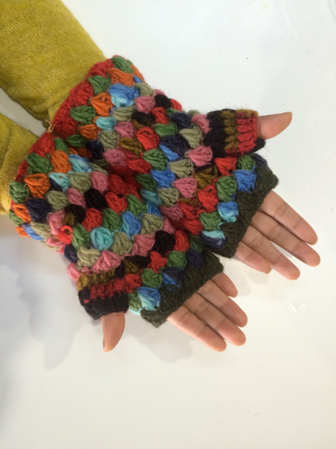 Crochet Fingerless Mittens. Hand Made. Free Size Mittens - Etsy