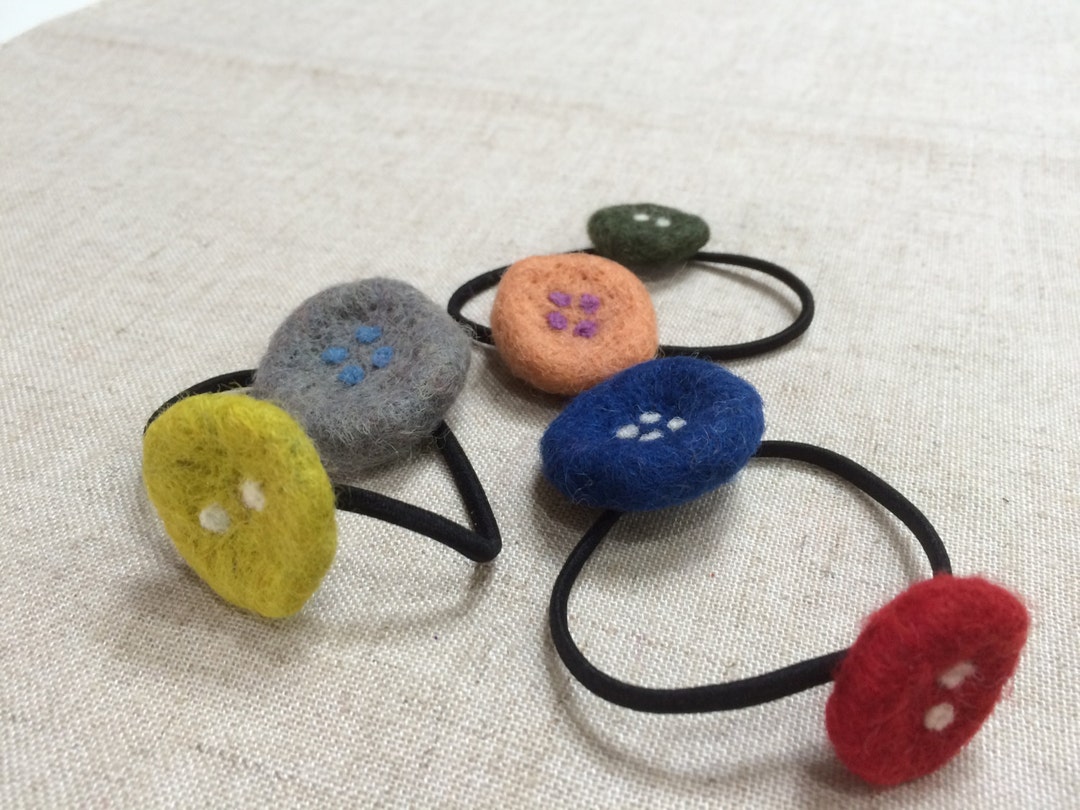 Felted Button Hair Ties/ Ponytail Holders - Etsy