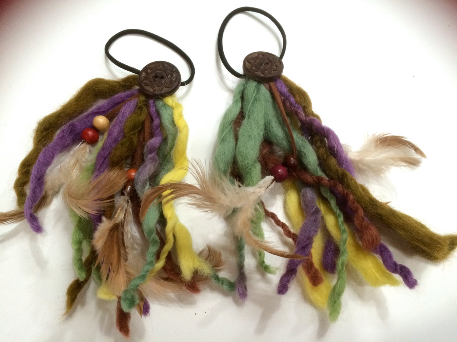 Unique and Colorful Felt Ponytail Holder Decorated With Beads and Bell ...