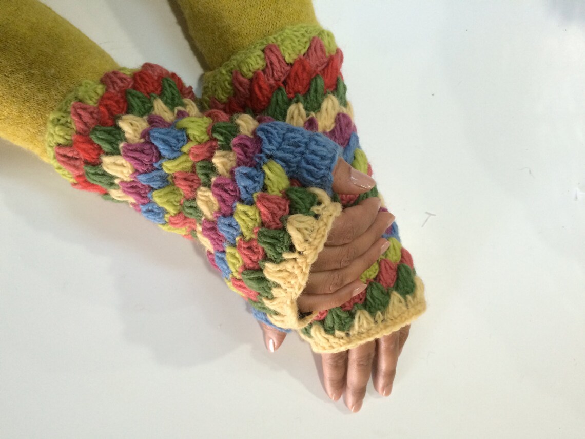 Crochet Fingerless Mittens. Hand Made. Free Size Mittens - Etsy