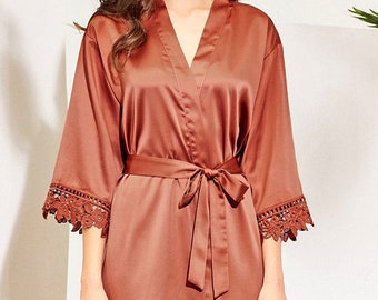 HUNTER GREEN Lace Bridal Robes / Forest Green Robe / | Etsy