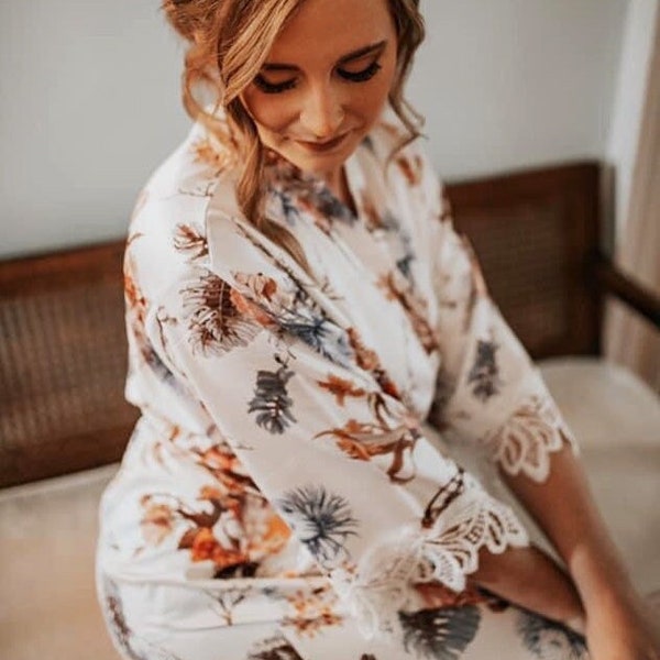 Floral Satin Robe - Etsy