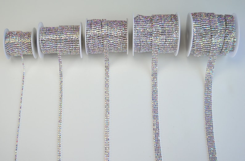 Iridescent AB Multi Color Rainbow Crystal Rhinestone Diamond Bling Trim ...