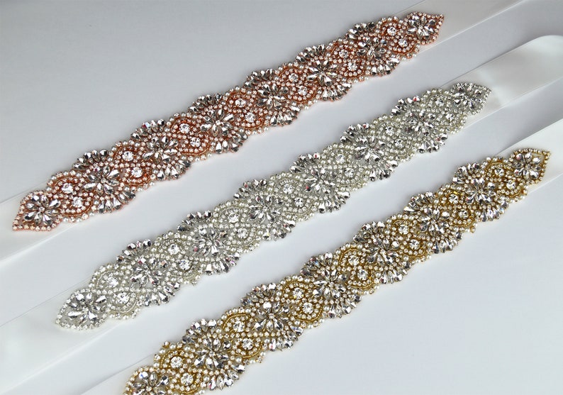 Rose Gold Belt / Wedding Belt / Bridal Belt / Crystal & Pearl - Etsy