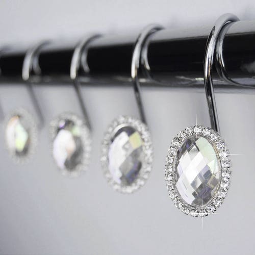 Shower Curtain Hooks Rings Luxurious Clear Decorative | Etsy