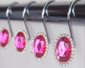 Shower Curtain Hooks Rings Luxurious AB Multi Color Rainbow Iridescent ...