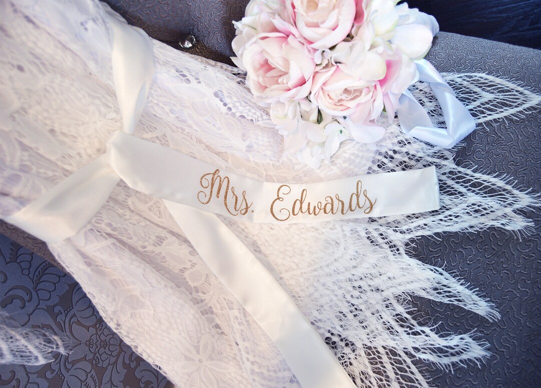 Personalized Bridal Robe, Short Wedding White Full Lace Robe With Last ...