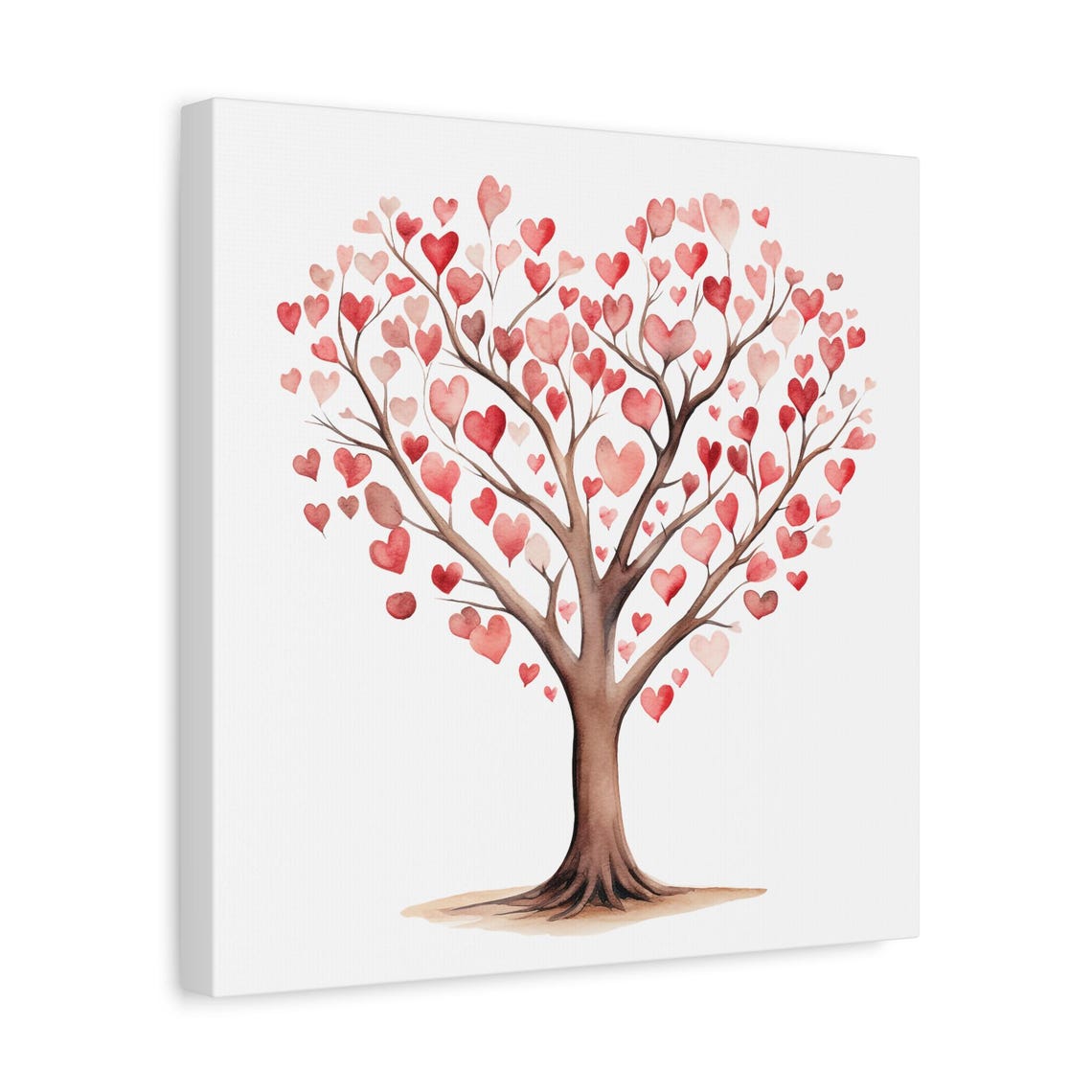 Heart Tree Growing Hearts Canvas Print - Watercolor Wall Art P Romantic ...