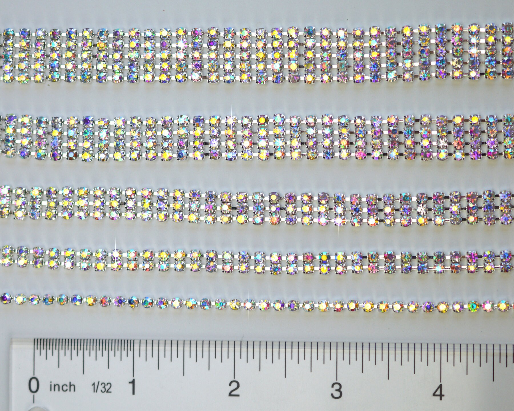 Iridescent AB Multi Color Rainbow Crystal Rhinestone Diamond Bling Trim ...