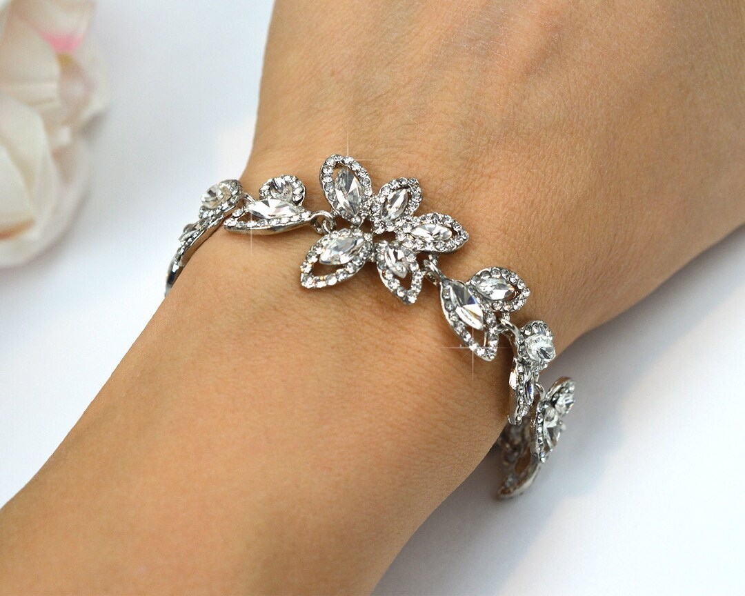 Silver Bracelet, Bridal Bracelet, Wedding Bracelet, Prom Bracelet ...
