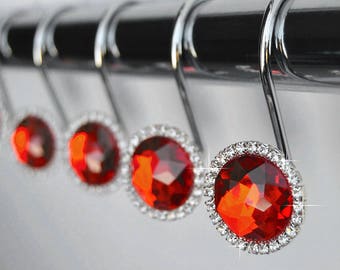 Shower Curtain Hooks Rings Luxurious AB Multi Color Rainbow Iridescent ...