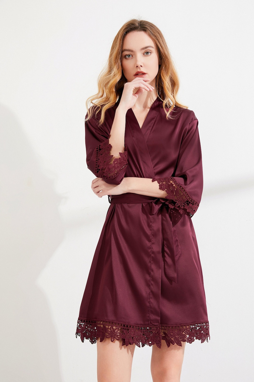 WINE Bridesmaid Robes / Lace Robe / Bridesmaid Gift / Bridal Party ...