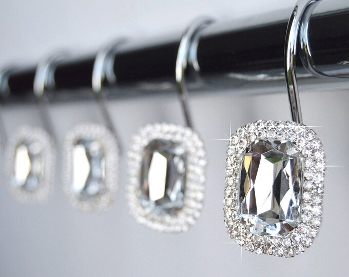Shower Curtain Hooks Rings Luxurious Clear Decorative - Etsy