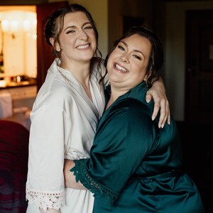 HUNTER GREEN Lace Bridal Robes / Forest Green Robe / Bridesmaid Robe ...