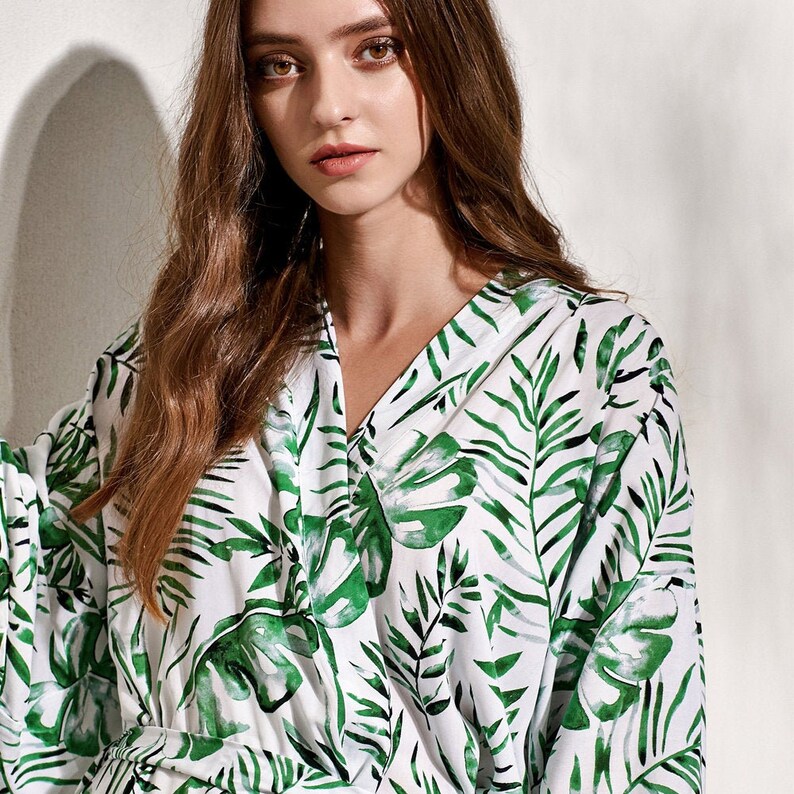Palm Leaf Print Robe / Tropical Destination Wedding Robes / - Etsy