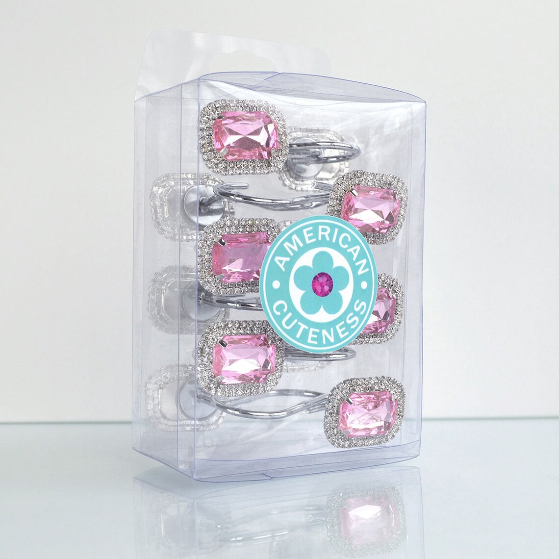 Shower Curtain Hooks Rings Luxurious Pink Decorative Crystal - Etsy