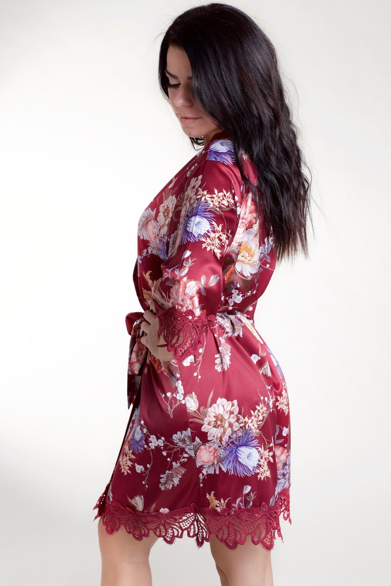 BURGUNDY RED Lace Bridal Robe / Bridesmaid Robes / Wedding - Etsy