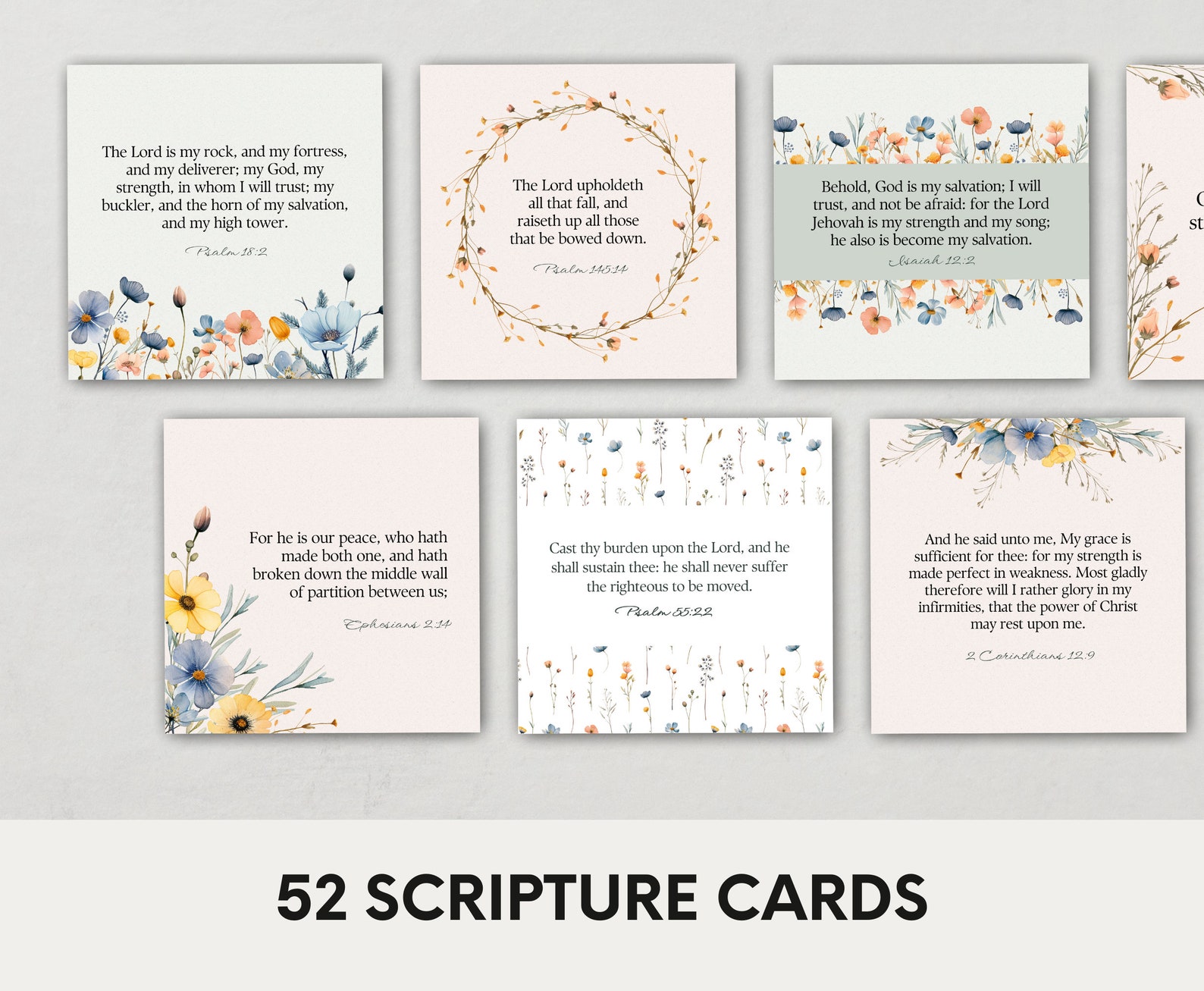Printable Scripture Card for Women, Set of 52 Scripture Memorization Cards, Prayer Cards ...