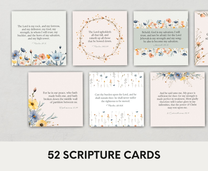 Printable Scripture Card for Women, Set of 52 Scripture Memorization ...