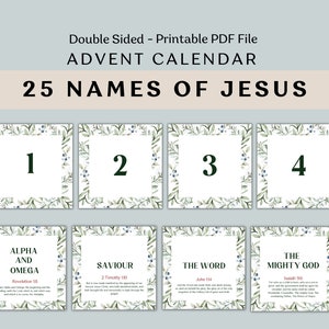 Name of Jesus Advent Calendar Printable Christmas Countdown - Etsy