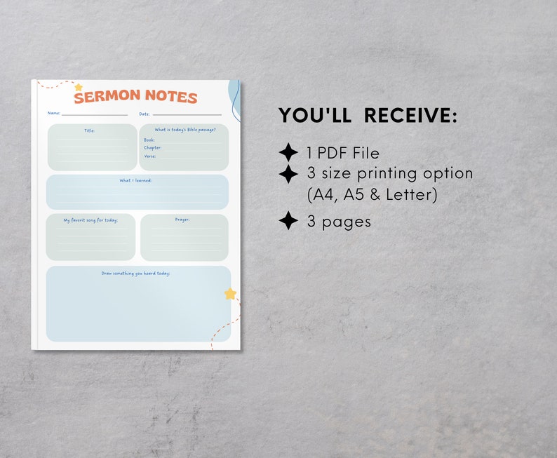 Printable Sermon Notes, Church Notes, Sermon Summary Notes, Christian ...