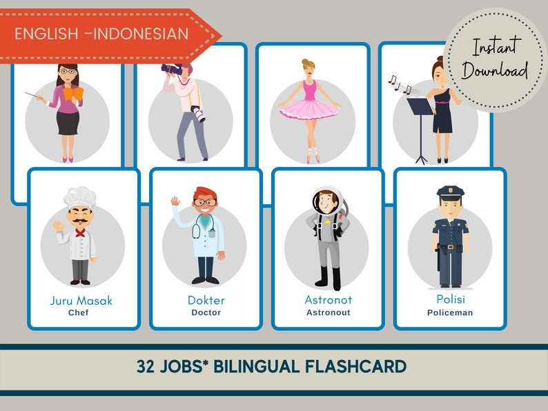 Indonesian Flashcards, Indonesian Printable, Learning Indonesian ...