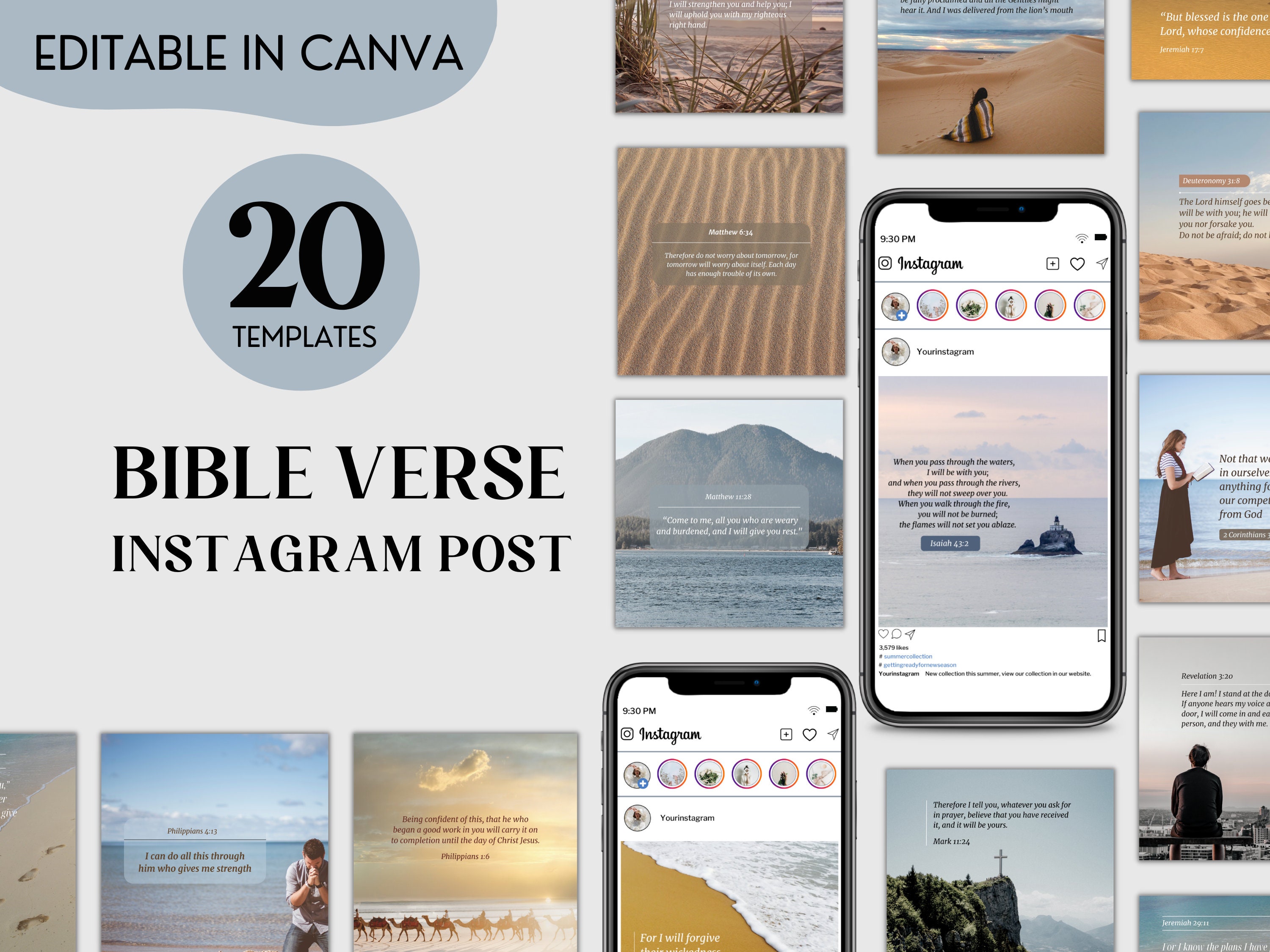20 Bible Verse Canva Template for Instagram, Faith-inspiring Instagram ...