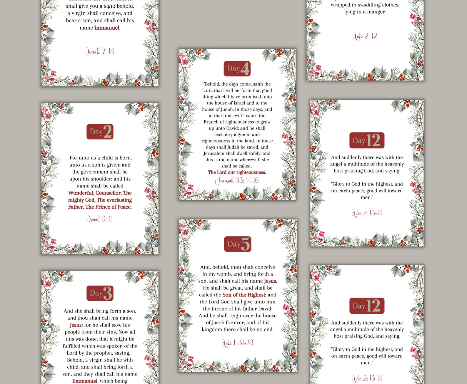 Scripture Advent Calendar for Printable Christmas Countdown - Etsy