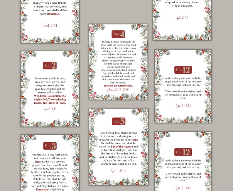 Scripture Advent Calendar for Printable Christmas Countdown - Etsy