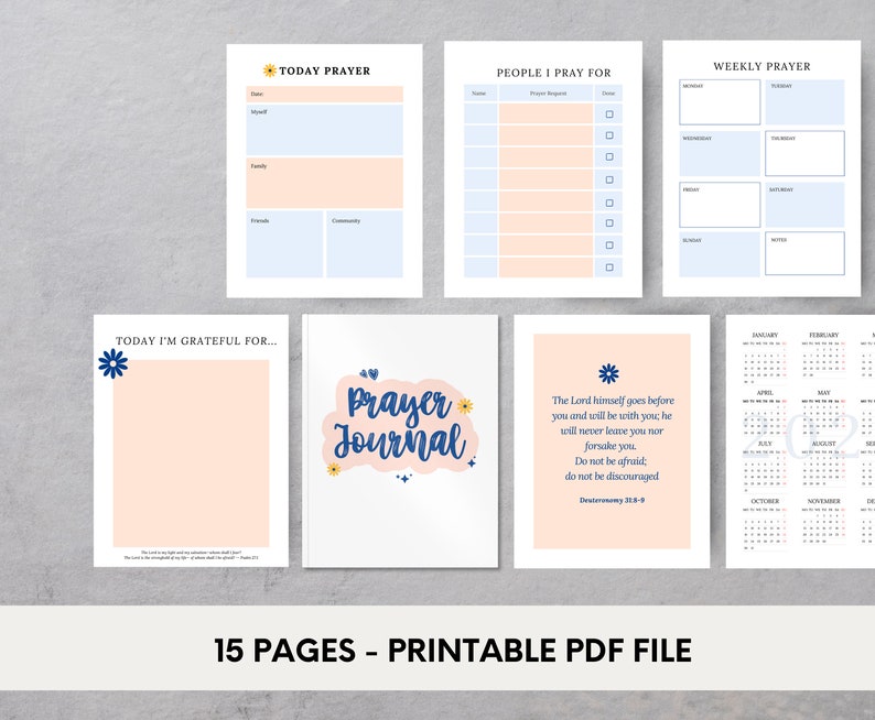 Printable Prayer Journal, Undated Sunday Sermon Note, Gratitude Journal ...