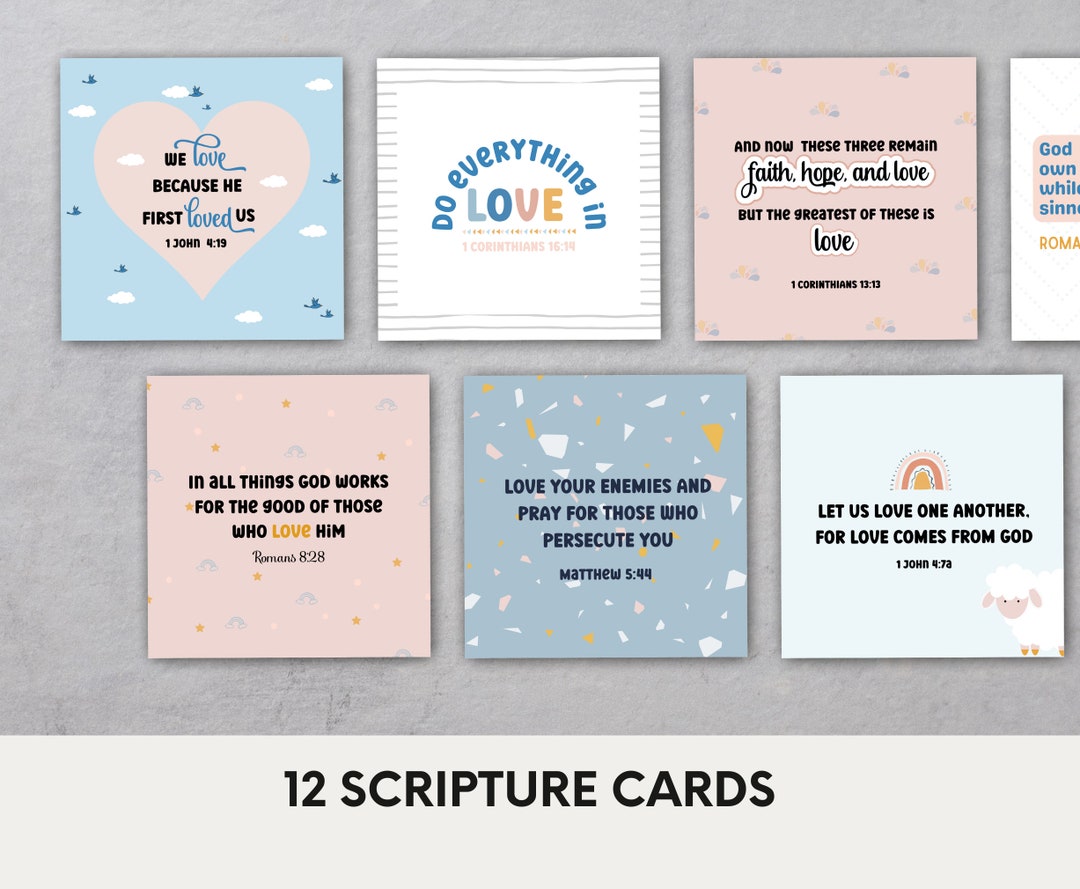 Kids Scripture Cards, Children's Bible Verse Memory, Scripture Card for ...