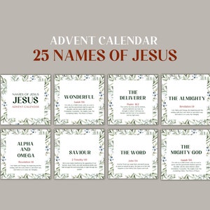 Name of Jesus Advent Calendar Printable Christmas Countdown - Etsy