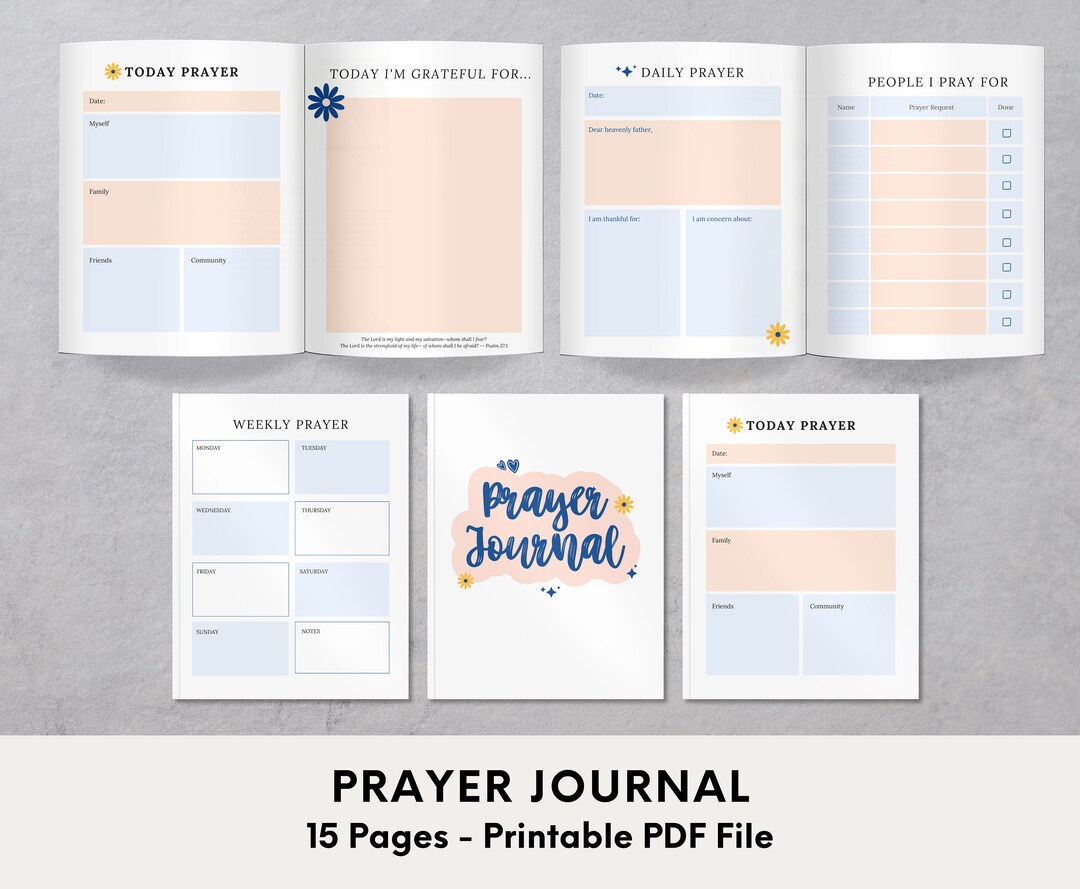 Printable Prayer Journal, Undated Sunday Sermon Note, Gratitude Journal ...