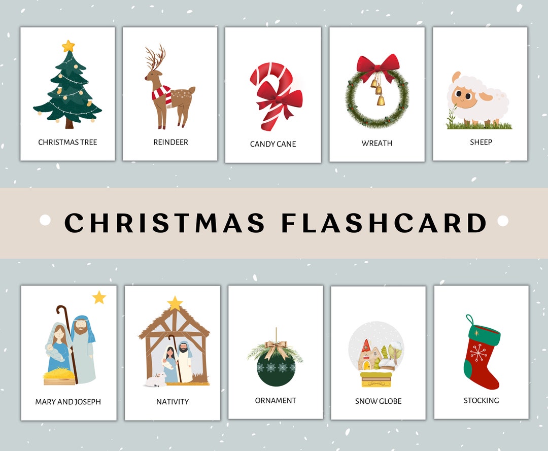 Christmas Vocabulary Cards Flashcards for Kids Printable - Etsy UK
